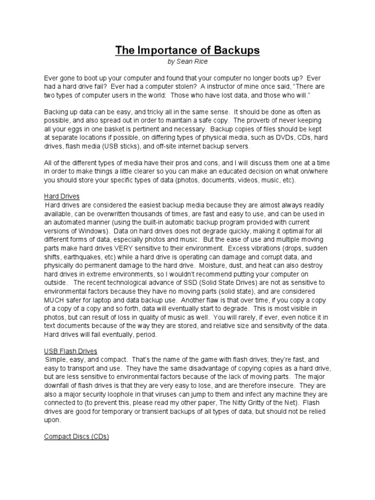 Essential Data Backup Strategies | PDF | Backup | Compact Disc