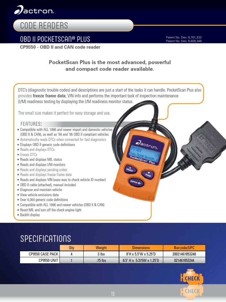 Code Readers: Obd Ii Pocketscan Plus | PDF