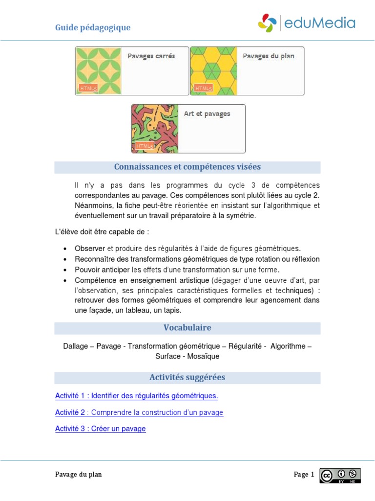 Fiche Pavages Du Plan | PDF | Géométrie | Pédagogie