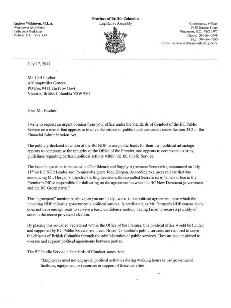 Letter From Andrew Wilkinson | PDF