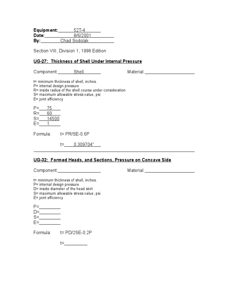 52T-4 SHell T-Min Calculation | PDF
