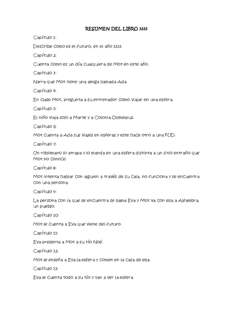 Resumen Del Libro 3333 | PDF | Ocio