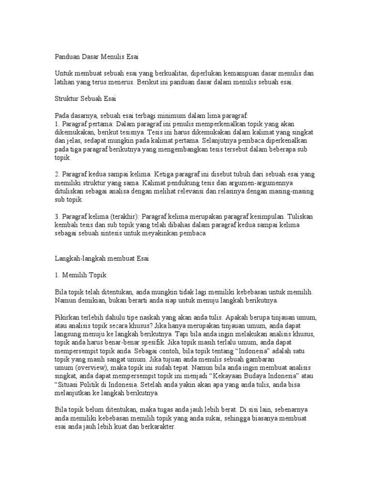 Panduan Dasar Menulis Esai