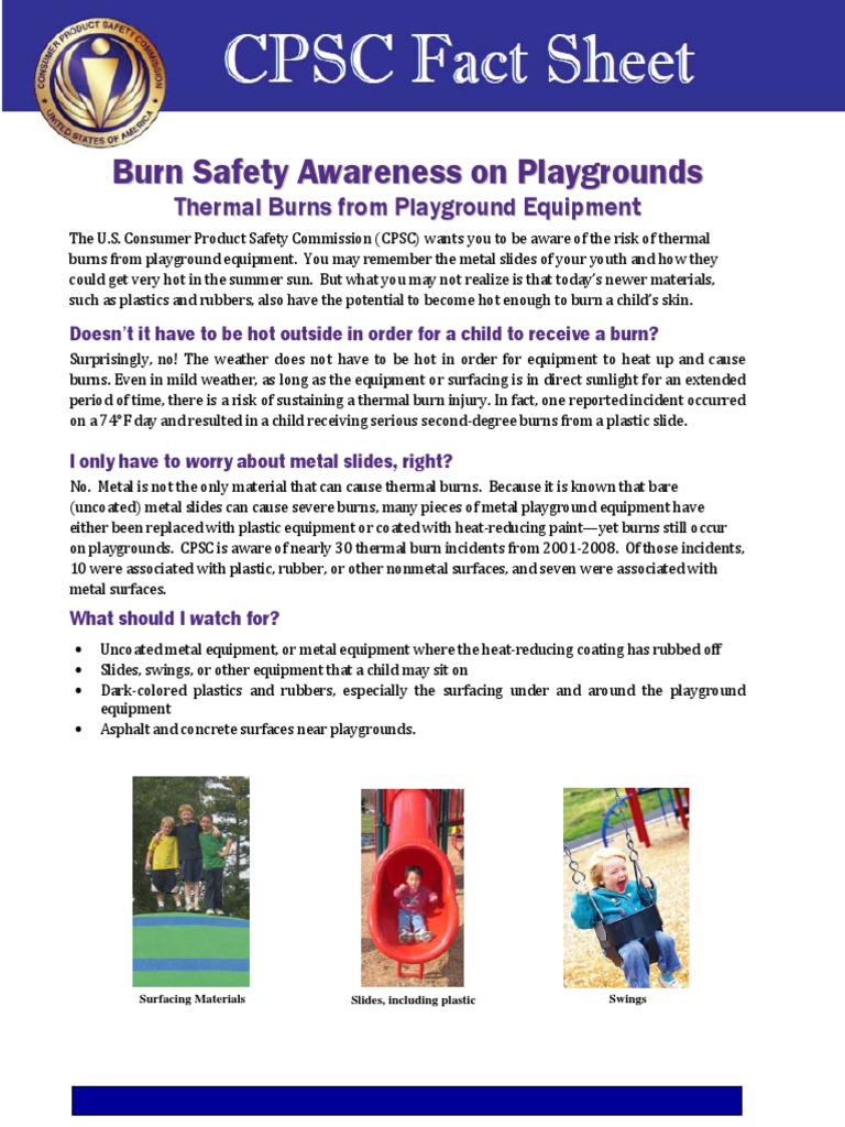 Burn Safety Awareness On Playgrounds | PDF | Playground | Burn