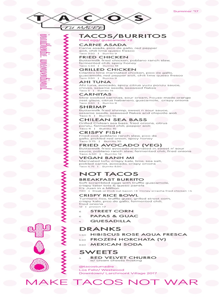 Tacos Tu Madre Menu | PDF