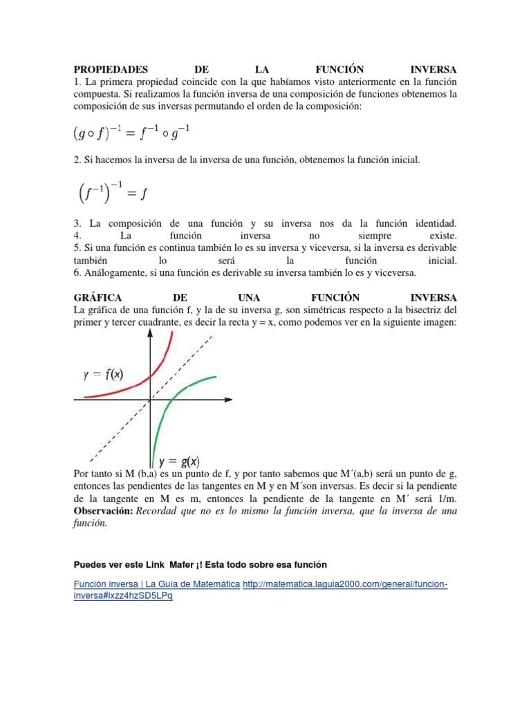 Propiedades de La Función Inversa | PDF