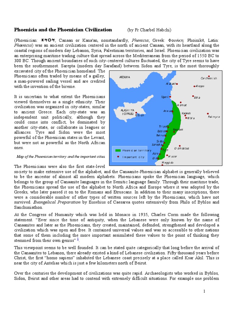 Phoenician Civilization and Contributions | PDF | Phoenicia | Canaan