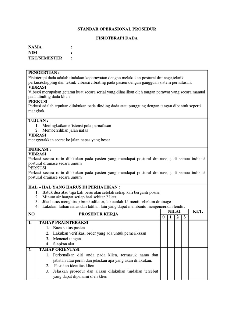 Sop Fisioterapi Dada | PDF | Karier & Perkembangan | Kesehatan Holistik