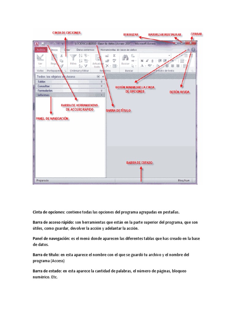 Partes de la ventana de Access 2016 | PDF | Ventana (informática ...