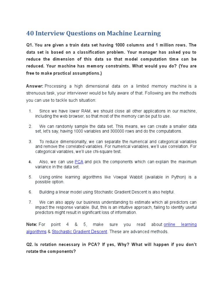 40 Interview Questions On Machine Learning - AnalyticsVidhya | PDF | Multicollinearity ...