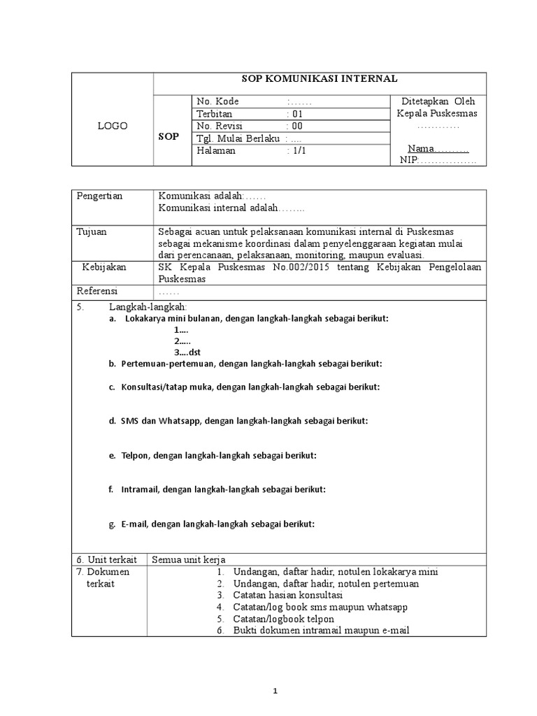 Contoh Sop Komunikasi Internal | PDF | Ilmu Sosial