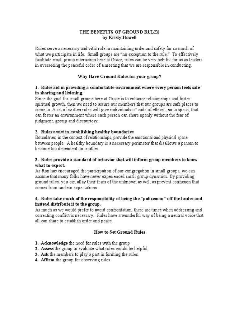 Importance of Ground Rules in Groups | PDF | Confidentiality | Conversation