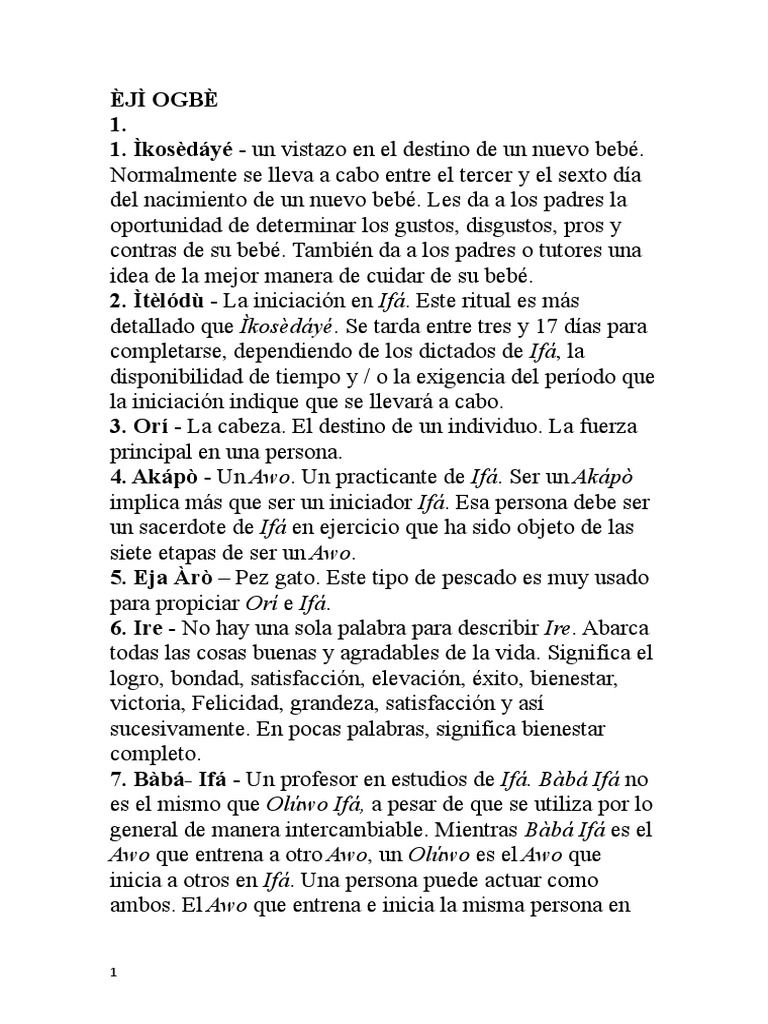 1 ÈJÌ OGBÈ Ifa Did Esp | PDF | Religión y creencia | Sicología