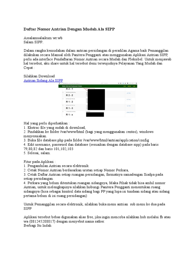 Daftar Nomor Antrian Dengan Mudah Ala SIPP | PDF | Komputer