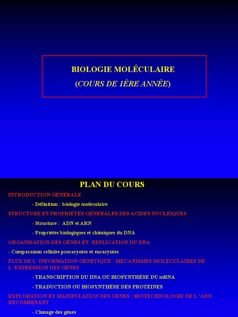 Biologie Moleculaire | PDF | Gène | ADN