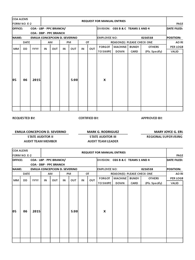 COA Manual Entry Request Form | PDF | Business