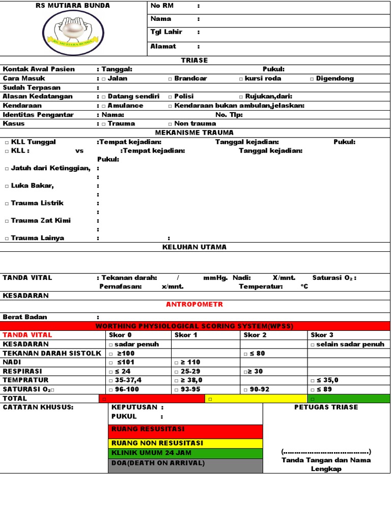 Formulir Triase IGD Pasien | PDF