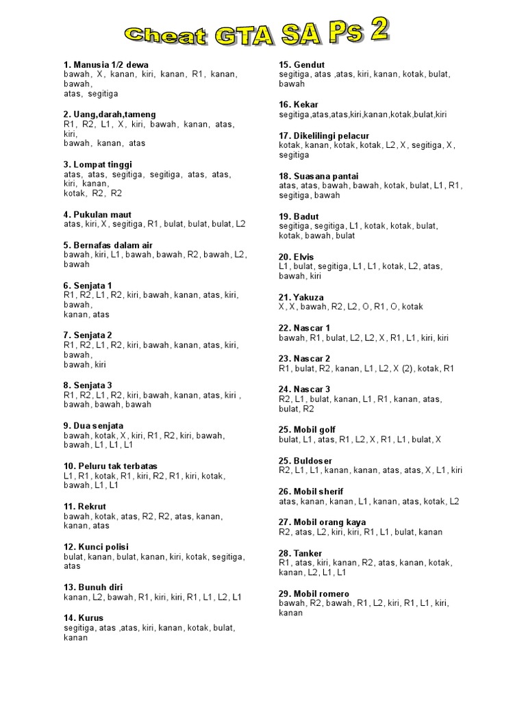 Cheat GTA Ps2 | PDF