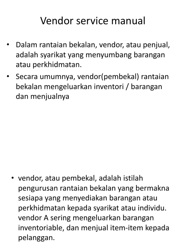 Vendor Service Manual | PDF