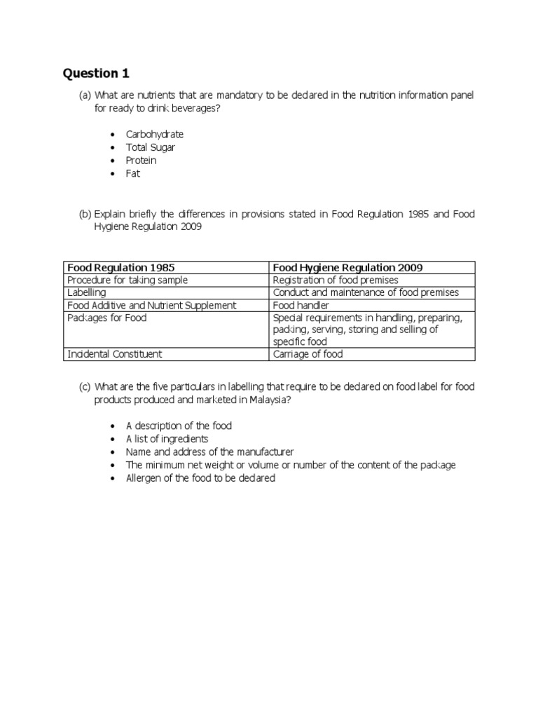 Food Regulation 1985 Food Hygiene Regulation 2009 | PDF | Nutrition ...