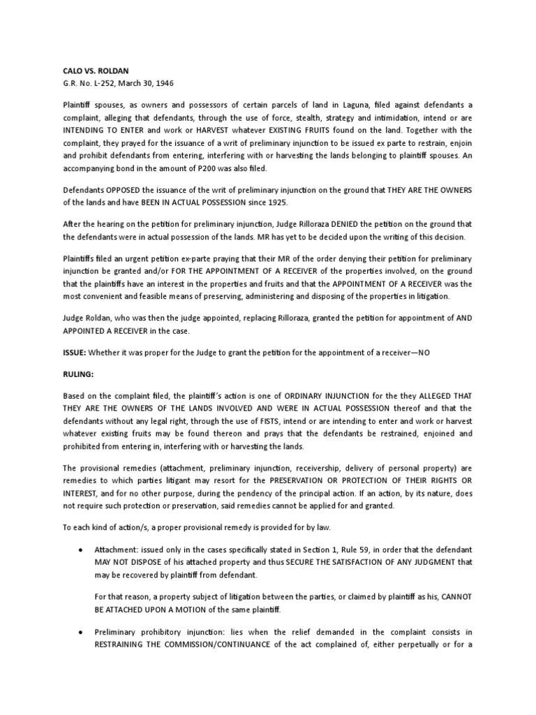 CALO Digest | PDF | Injunction | Lawsuit