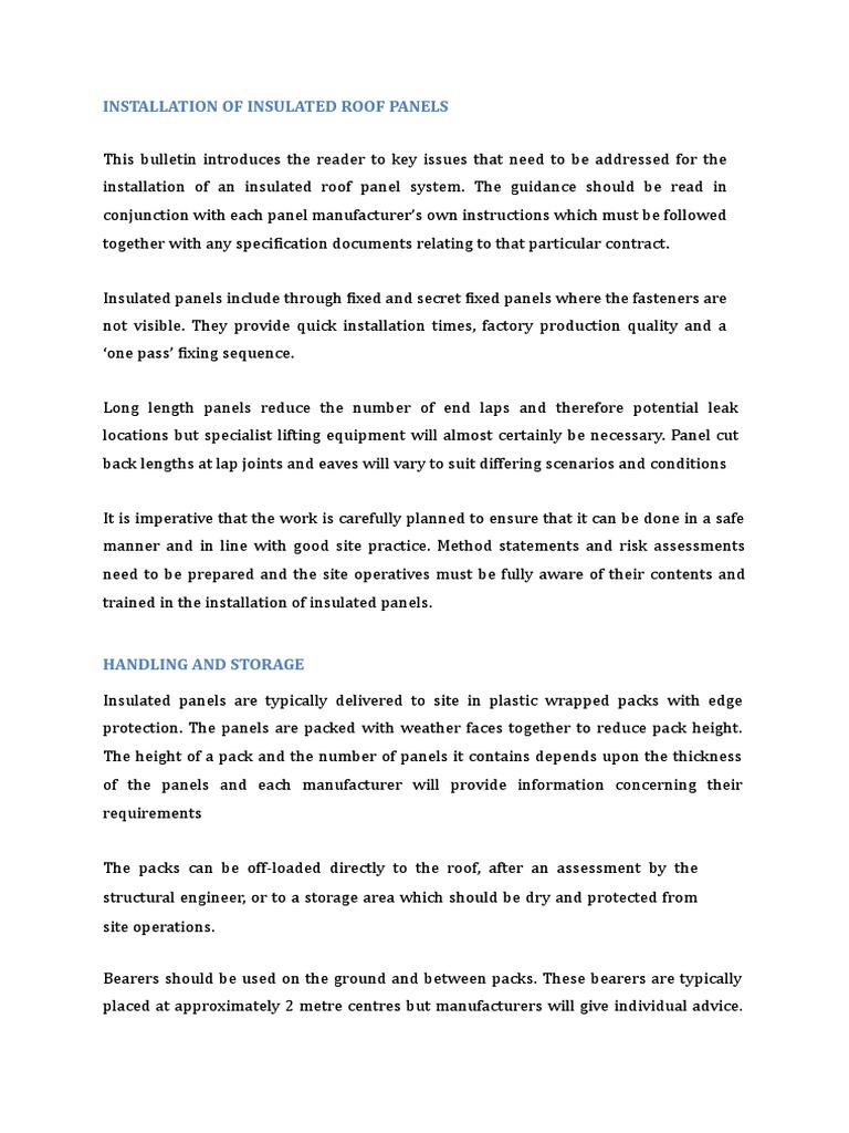 Method Statement For Roofing Siding 2 | PDF | Roof | Steel