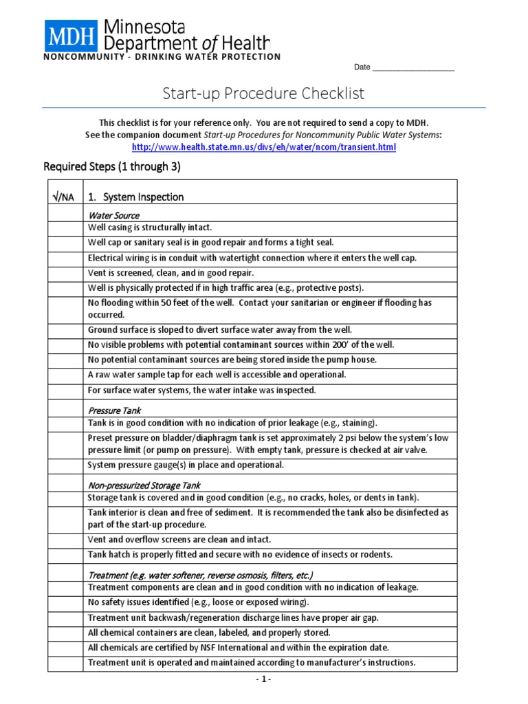 Checklist | PDF | Water Supply Network | Pump