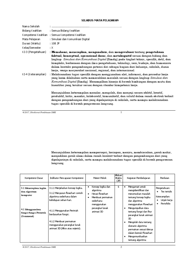 Silabus Simdig PSMK | PDF