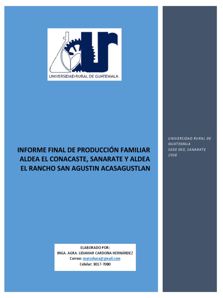 Informe Final PFA El Conacaste y El Rancho PRODUCCION | PDF | Alimentos | Plantas