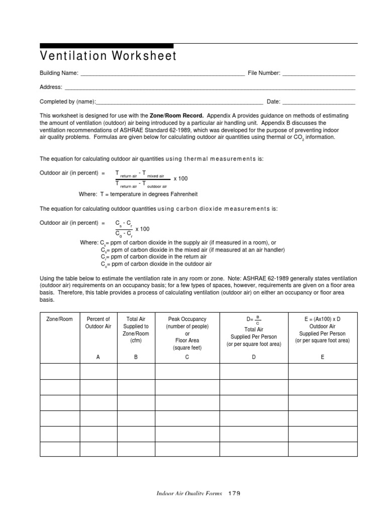 Ventilation Worksheet | Download Free PDF | Ventilation (Architecture) | Electromechanical ...