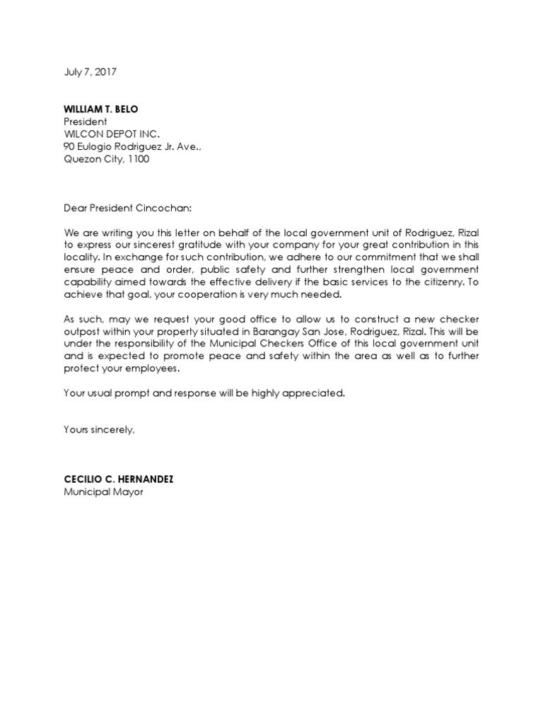 Wilcon Letter | PDF