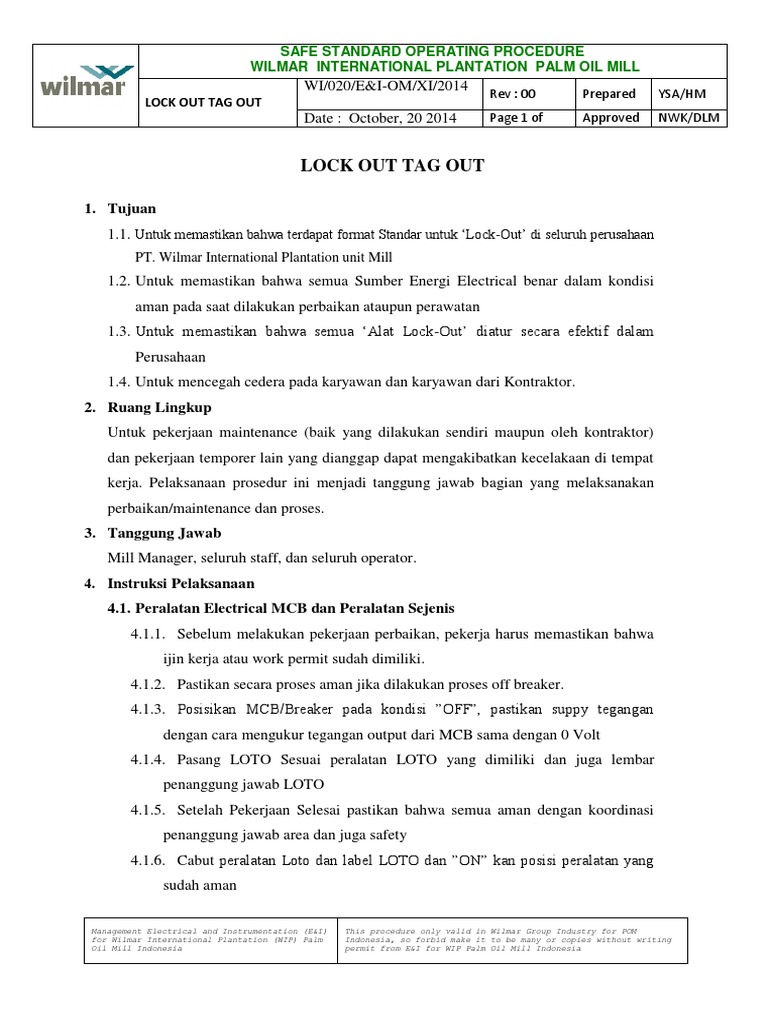 4 1 WI LOTO Peralatan - Electrical-Instrument | PDF