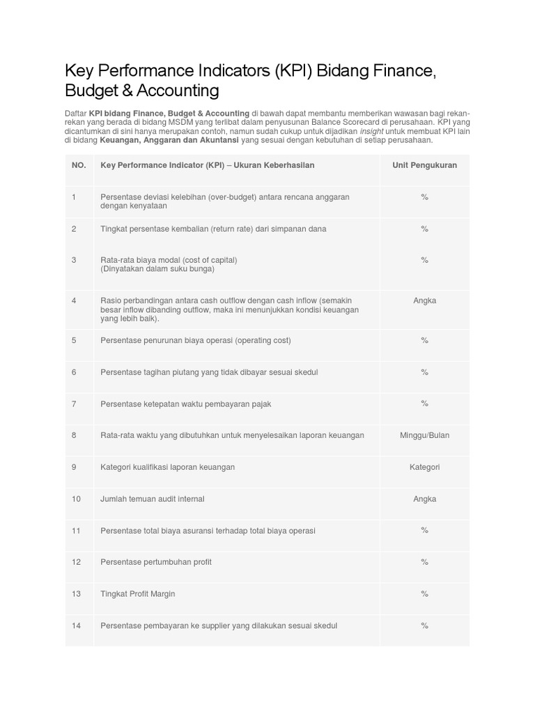 Key Performance Indicators | PDF