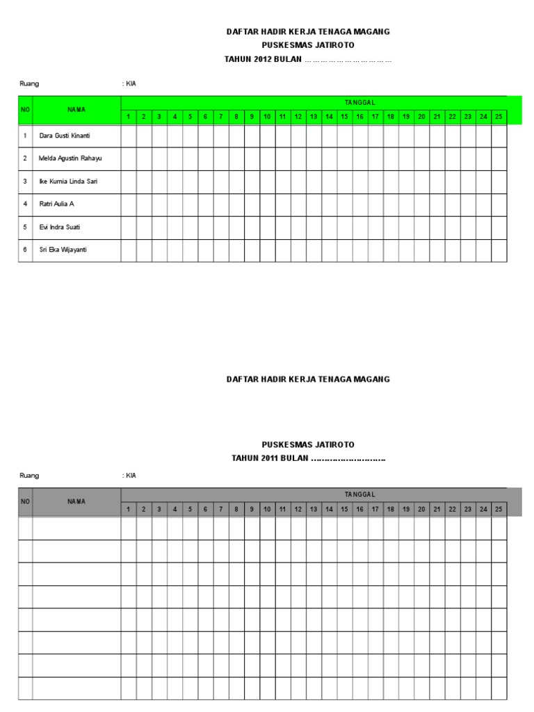 Absen Anak Magang | PDF