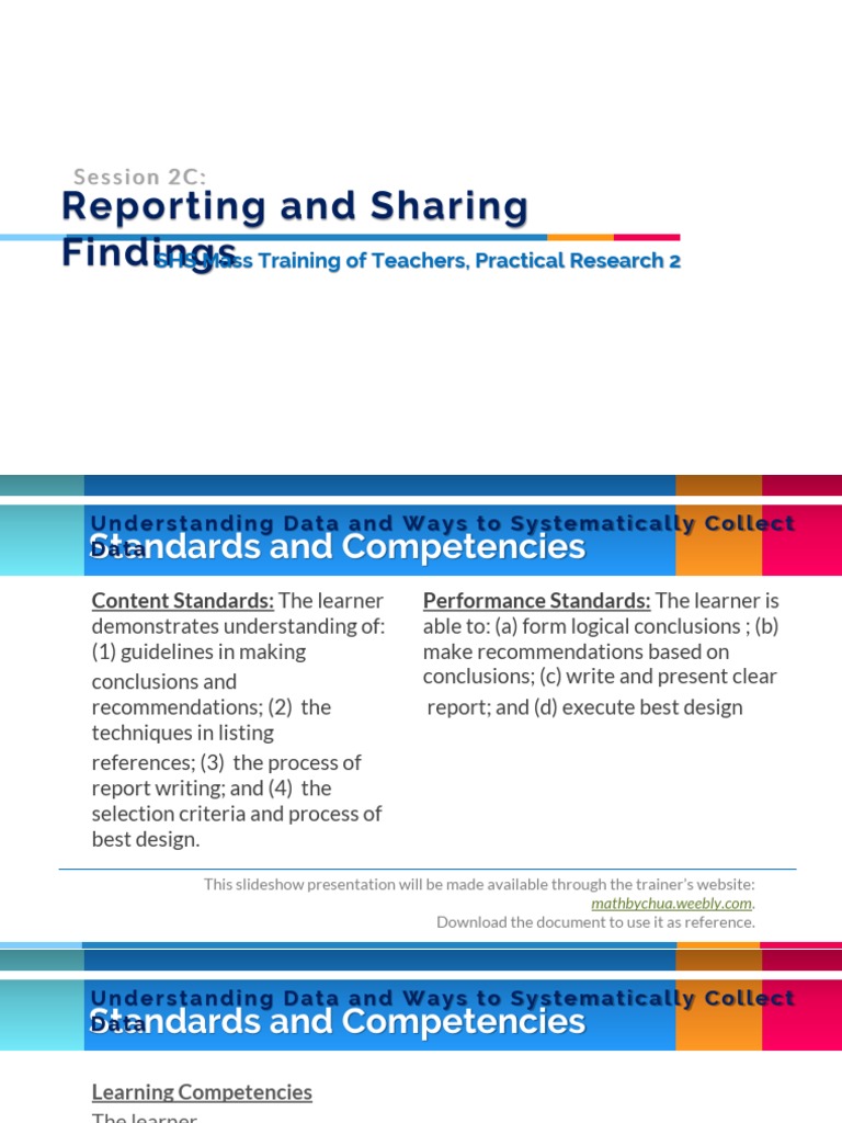 Reporting and Sharing Findings | PDF | Statistics | Learning