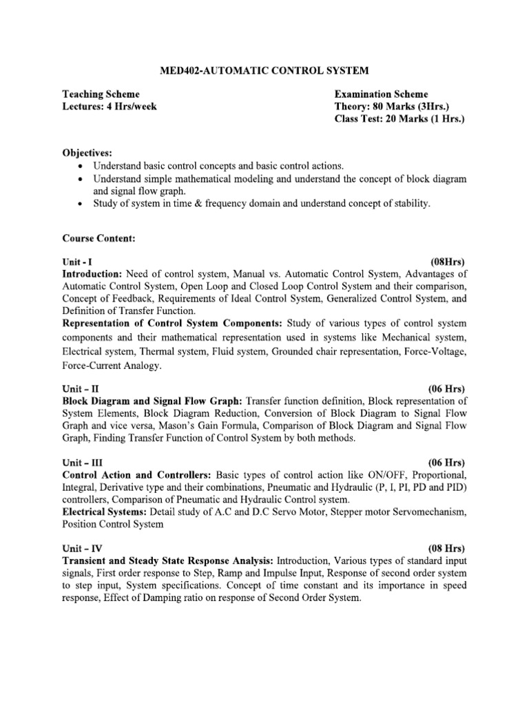 Automatic Control SYSTEM | PDF