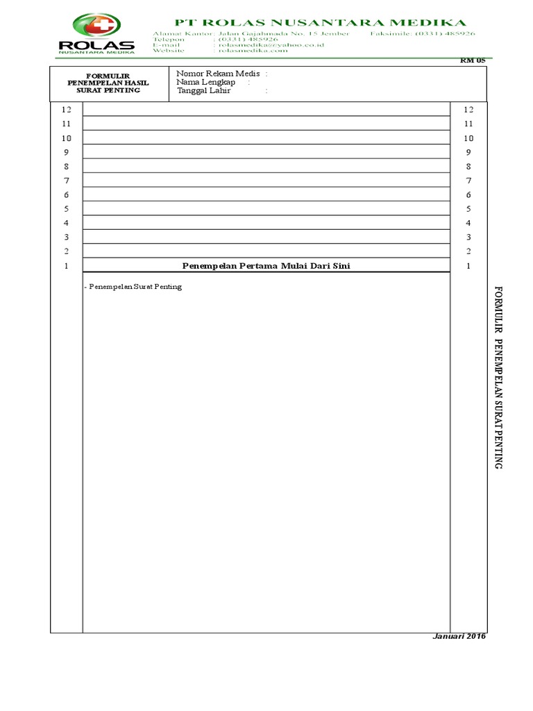 RM 05. Form Penempelan Surat Penting | PDF