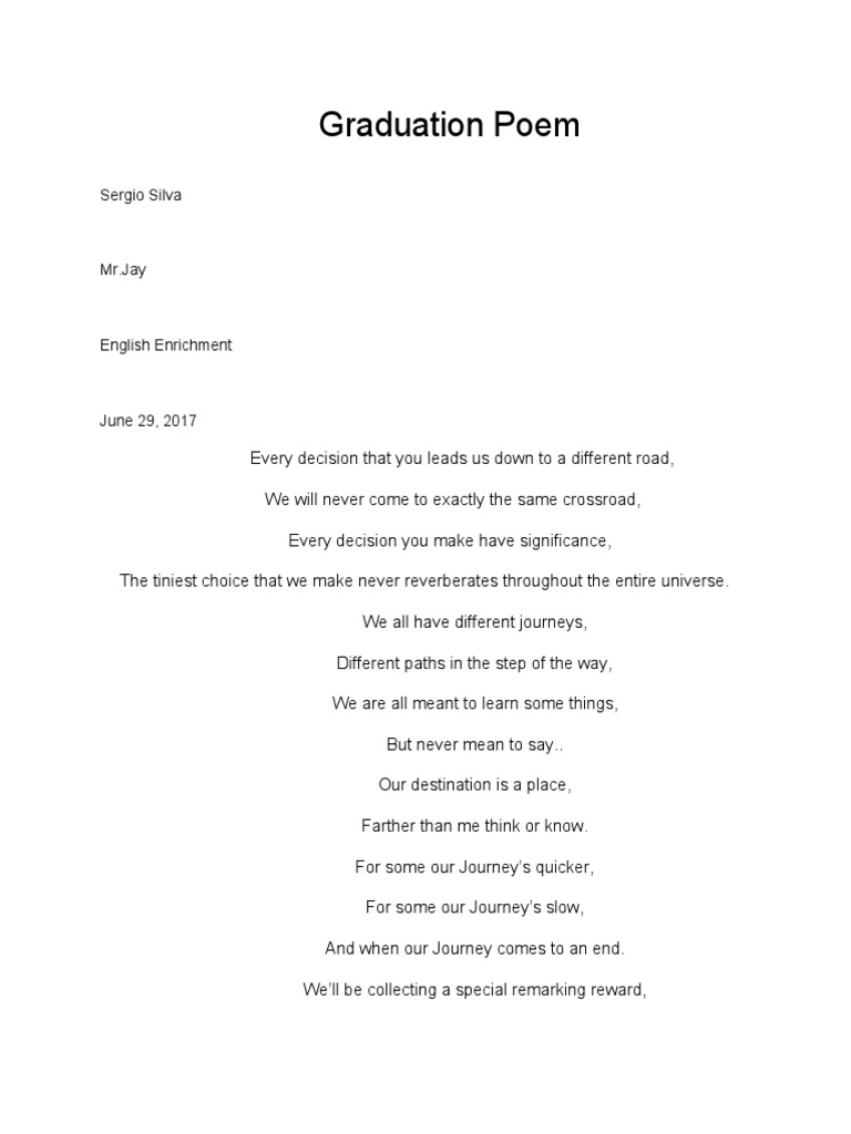Graduation Poem | PDF