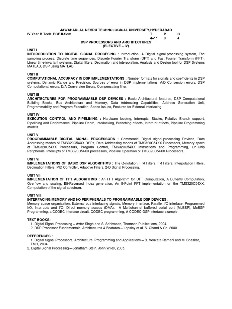DSP Processors and Architectures Overview | PDF | Digital Signal ...