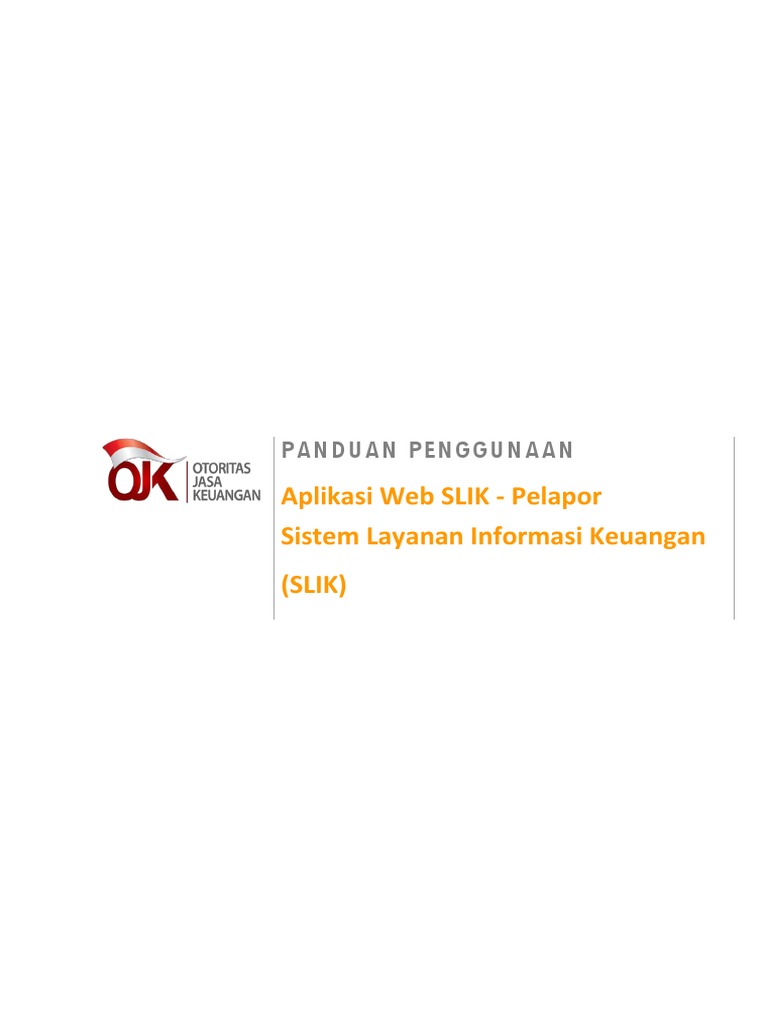 Panduan Penggunaan Aplikasi SLIK Web PDF | PDF