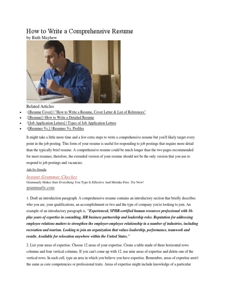 How To Write A Comprehensive Resume | PDF | Résumé | Recruitment