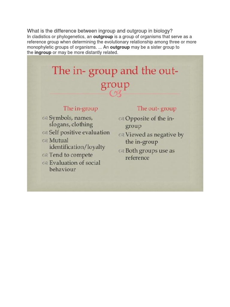 What Is The Difference Between Ingroup and Outgroup in Biology | PDF ...