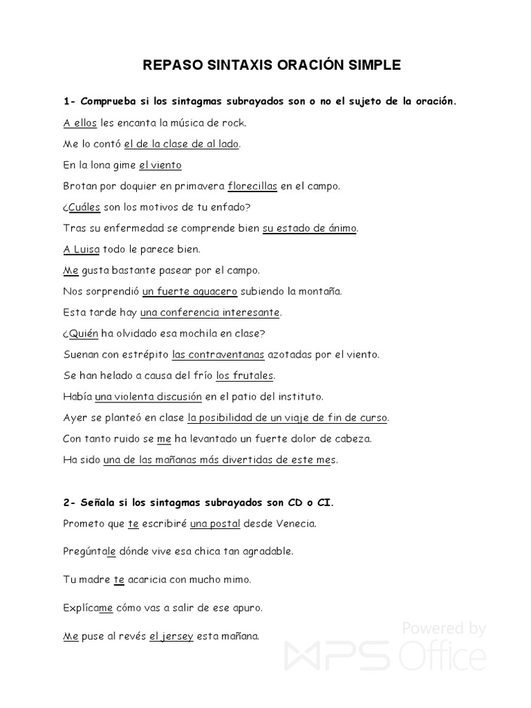 Repaso Or. Simple | PDF | Idiomas