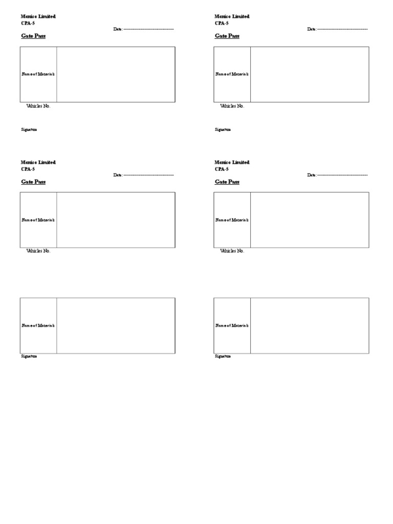 Daily Material, Gate Pass Formet | PDF | Asphalt | Building Materials