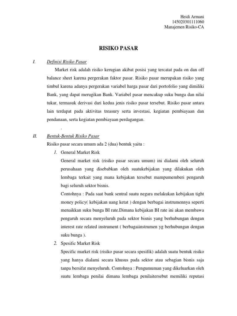 Memahami Risiko Pasar dan Operasional | PDF | Bisnis | Pengelolaan ...