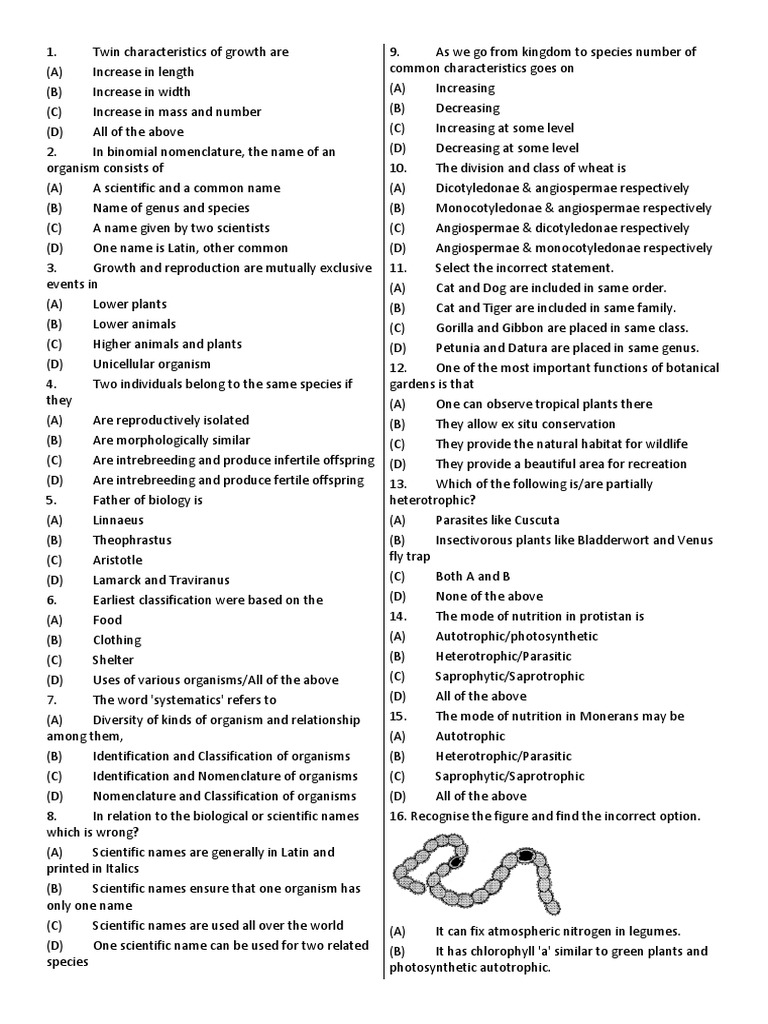 Test 1 | PDF | Taxonomy (Biology) | Species