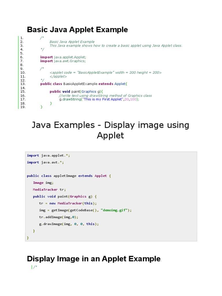 Applet Examples PDF Constructor Object Oriented Programming