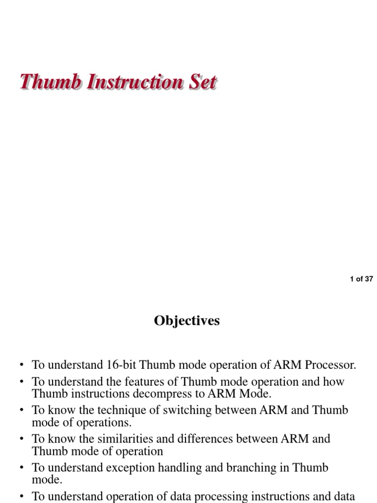 Thumb Instructions | PDF | Arm Architecture | Central Processing Unit