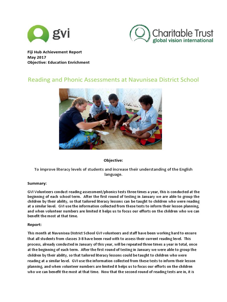 Fiji Literacy Assessment Report 2017 | PDF | Reading (Process) | Literacy