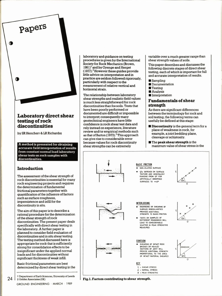 Shear Test For Rock PDF | PDF | Strength Of Materials | Plaster